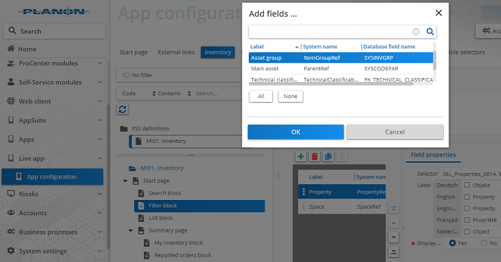 Configuring a Filter block on an Inventory web definition